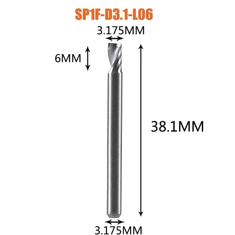 MTST спиральная концевая фреза 3,175 мм для гравировки SP1F-D3.1-L06