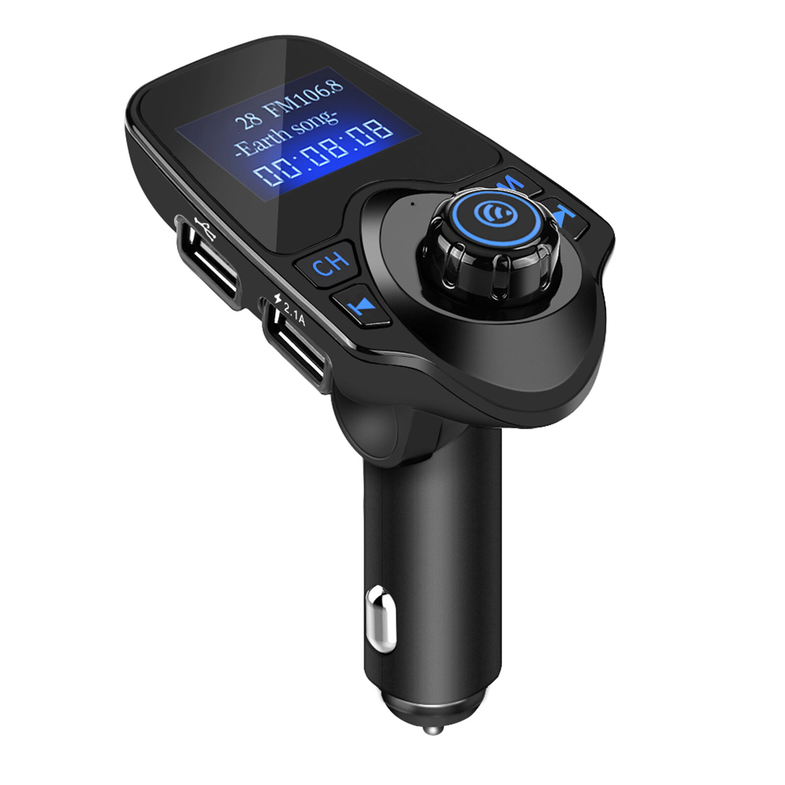 Автомобильный MP3-плеер, FM-передатчик с Bluetooth V3.0 + EDR, подключение и использование без установки драйверов, частота 87,5–108,0 МГц.