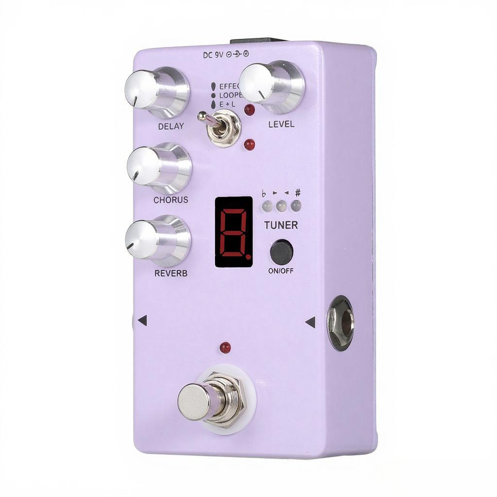 Эффектор для гитары RE-05 Loop Looper Tuner Mini Guitar Looper Effect Pedal из цельного металла с эффектами реверберации, хоруса, задержки, материал алюминиевый сплав, размер 114*64*51мм, вес 351г, вес упаковки 392г, размер упаковки 13*7*5.5см, в