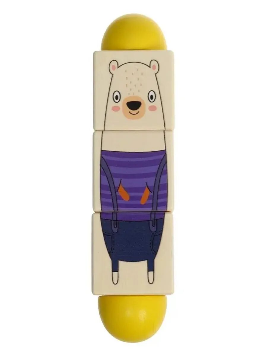 Деревянные развивающие кубики с изображениями животных