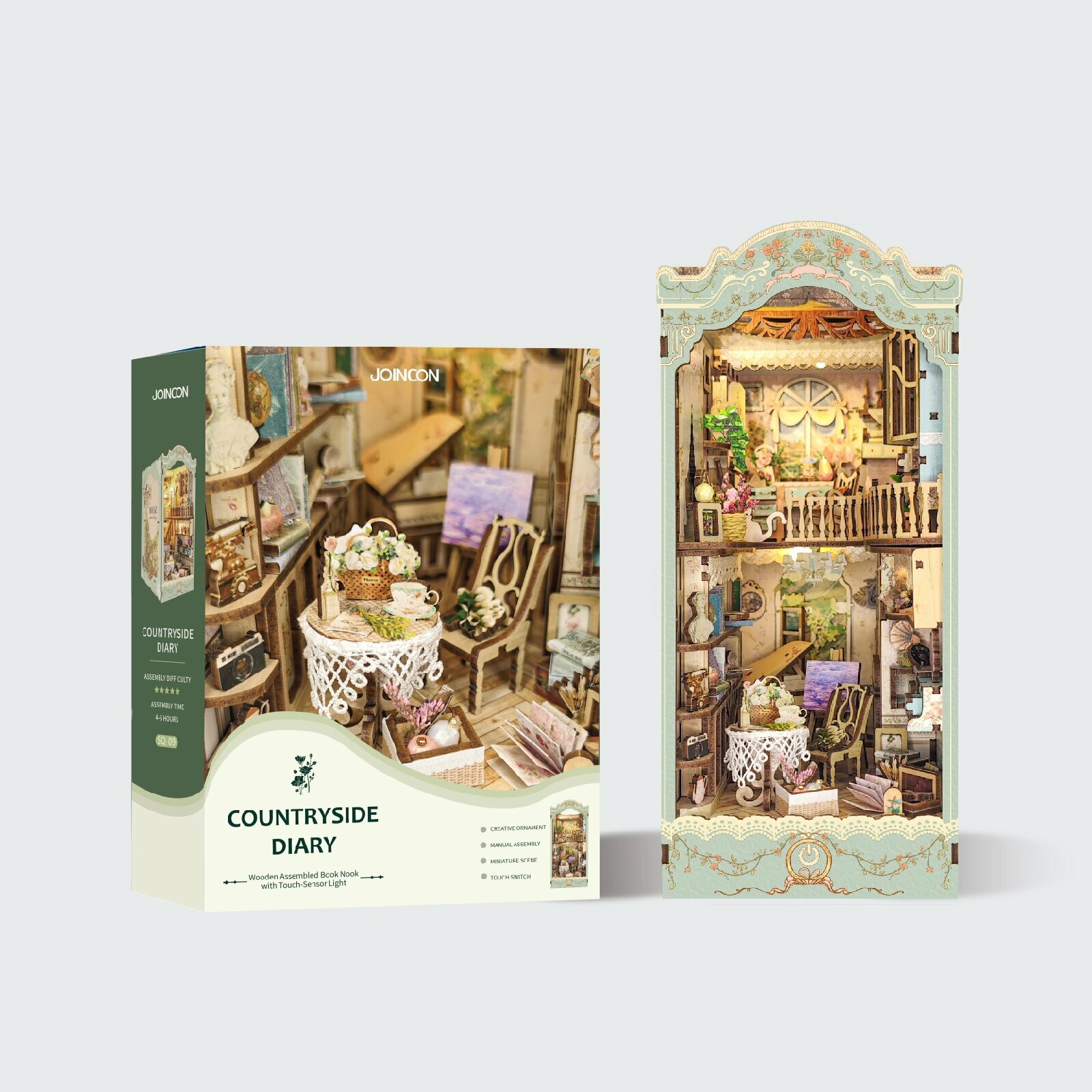 Сельская Дневник Деревянная Миниатюрная Подставка для Книг DIY Головоломка с Светодиодной Лампой и USB-Кабелем