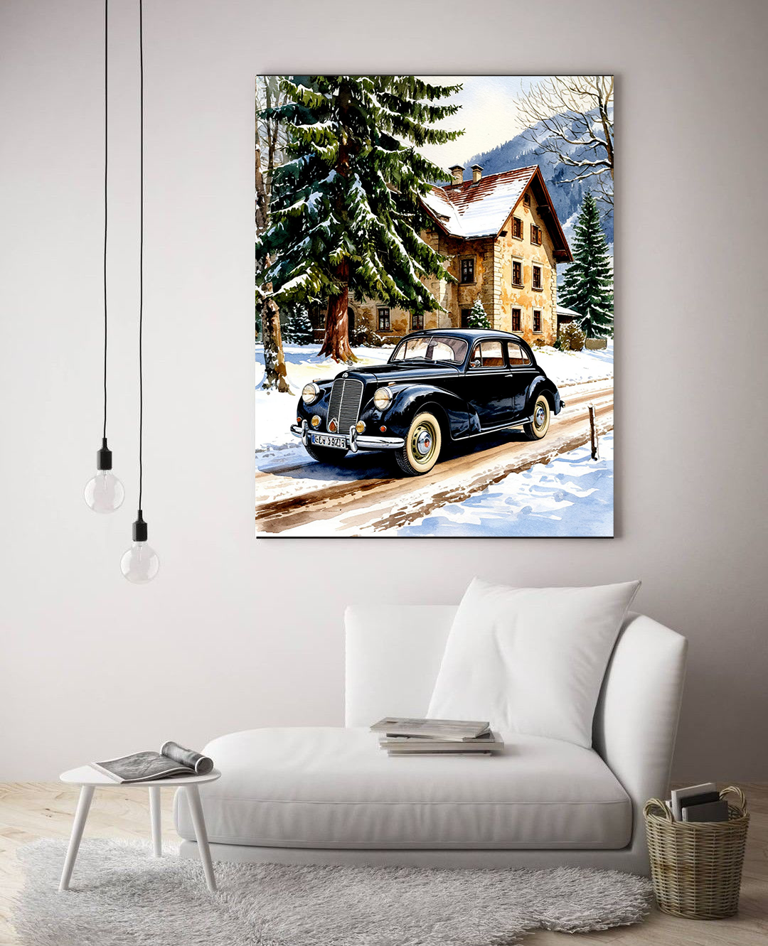 Картина на стену для интерьера "Альпийская зима" 40х50 см, холст на подрамнике, InterHobby