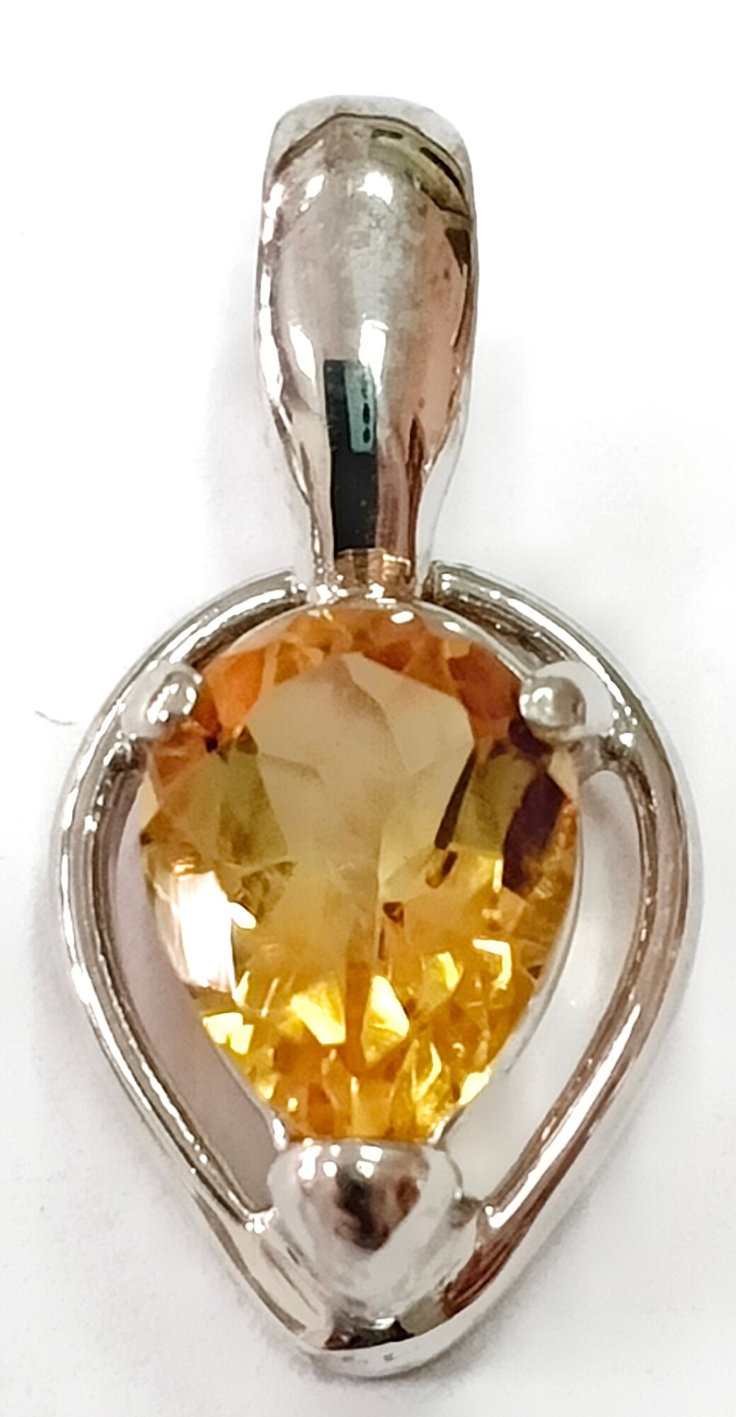 Подвеска, серебро, 925 проба, родирование, цитрин