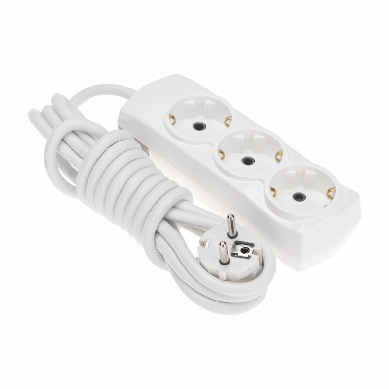 Удлинитель PREMIUM 3 гнезда, 3м, 3х1,5мм, с/з, белый REXANT