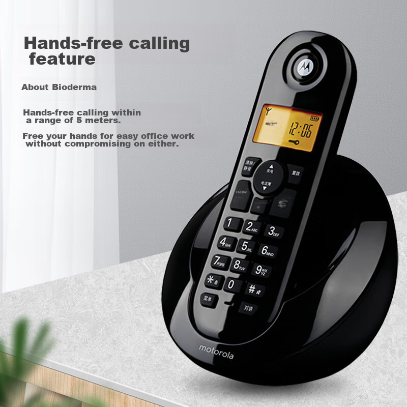 Motorola Digital Cordless Telephone, Wireless Landline, Single Unit, Large Screen, Clear Display, Hands-Free, for Office And Home Use, C601 Black Single Cordless