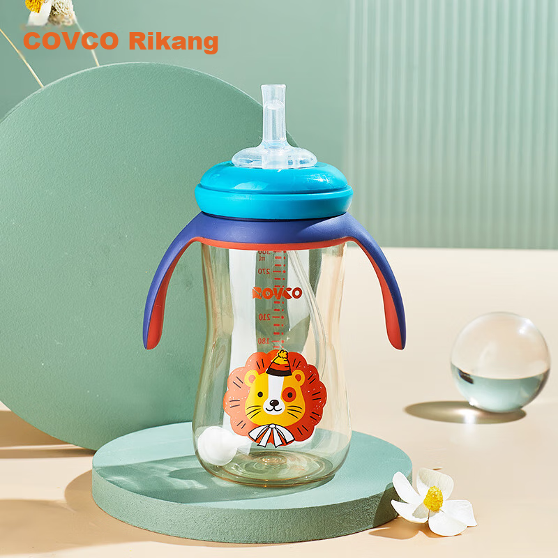Rikang Straw Bottle with Gravity Ball for Ages 1 And Above, Wide - Mouth Bottle with ручка, PPSU Material, 300 мл,