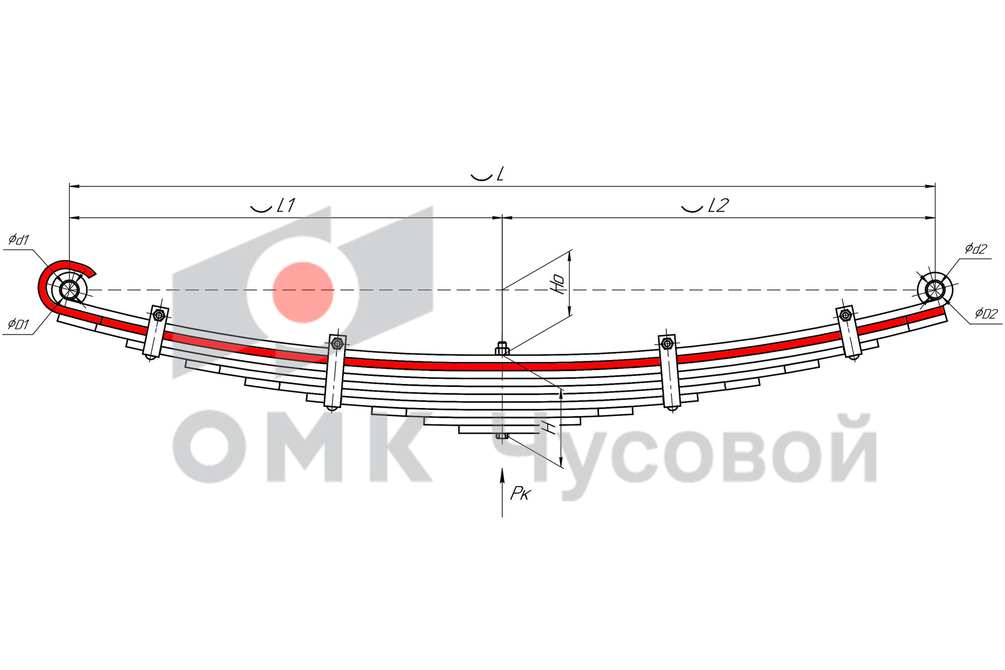 Лист №2 Рессора передняя для грузовиков производства ПАО КамАЗ Компас К12, JAC N120 9 листов