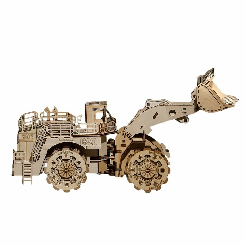 Деревянные игрушки для сборки-вилочный погрузчик, трехмерная модель украшения