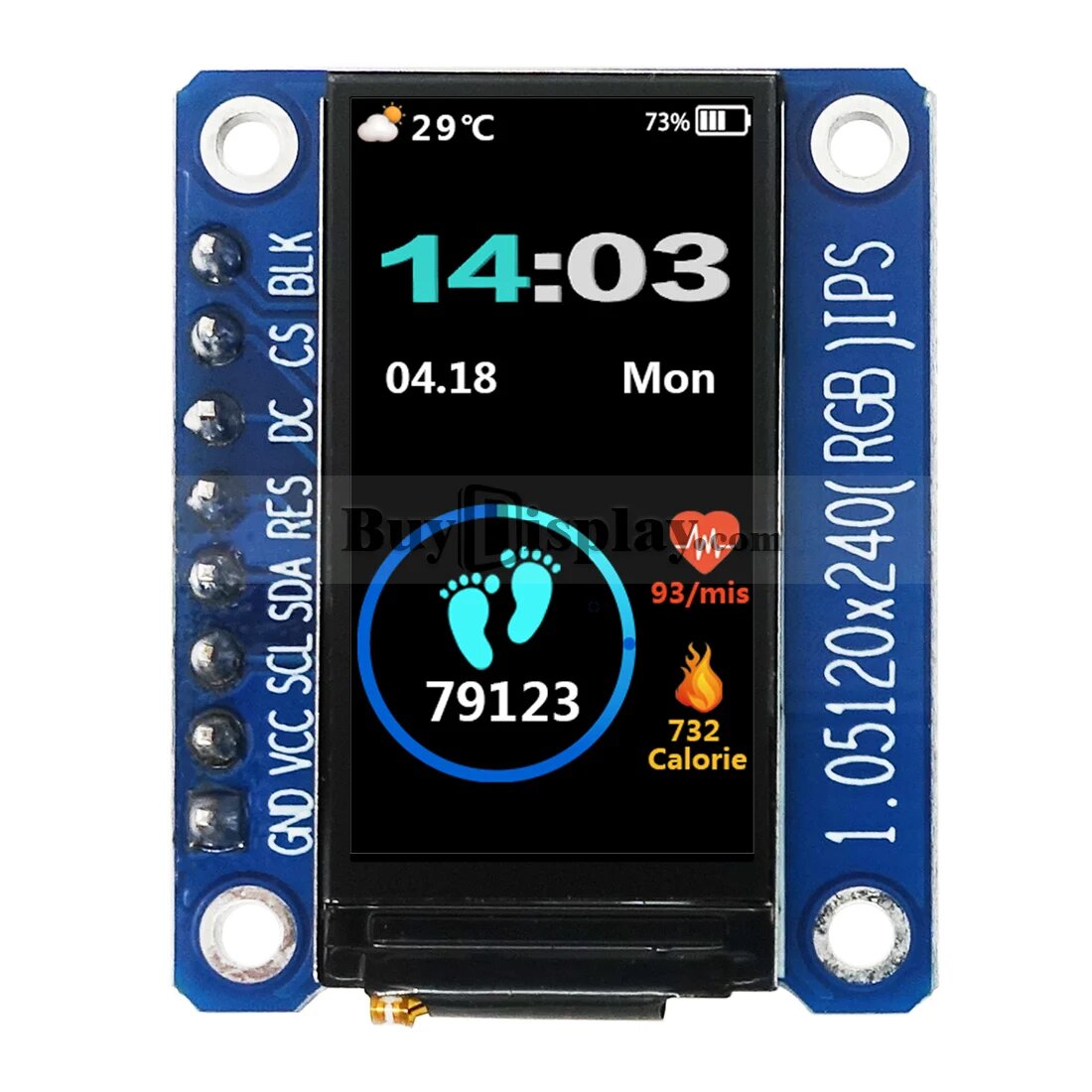 1,05-дюймовый модуль дисплея IPS TFT LCD 120x240 для Arduino и Raspberry Pi