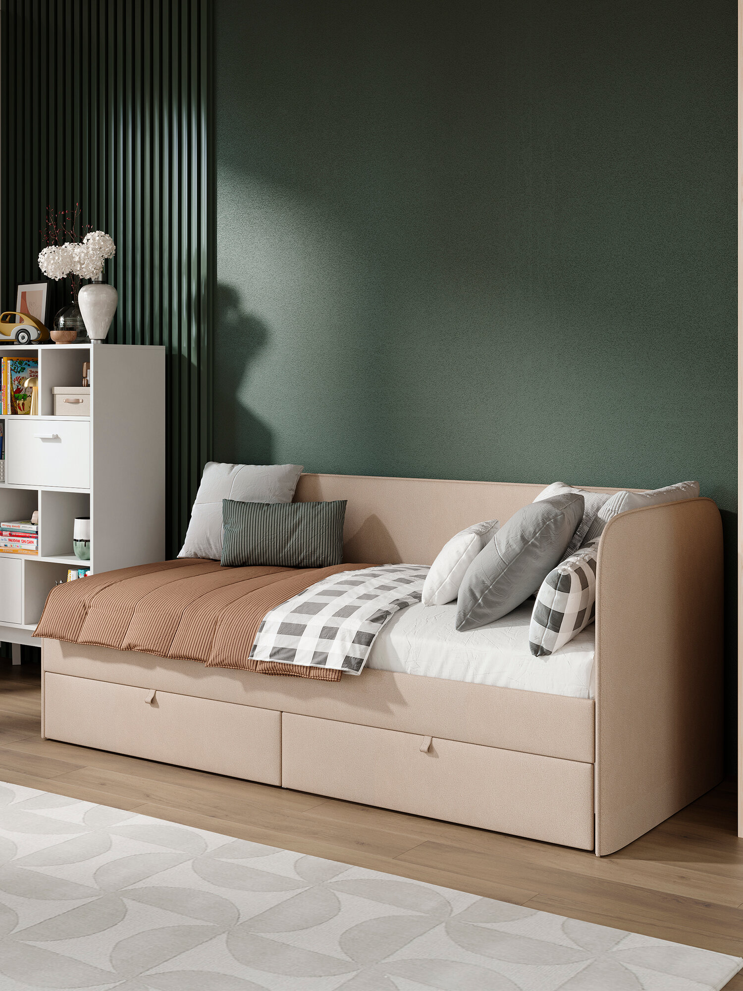 Кровать с мягкой обивкой «Молли» Тип 1 Микровелюр Scandi Cream 03