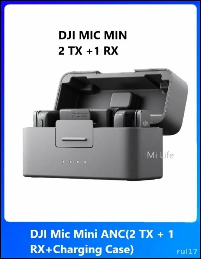 Микрофон DJI Mic Mini Type-C/camera version (2 TX + 1 RX+Charging Case), черный матовый, серый