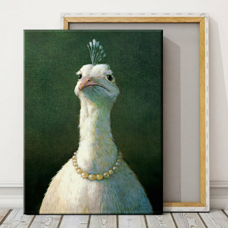 Картина на холсте 50х70 см "Белый павлин репродукция", на стену для интерьера