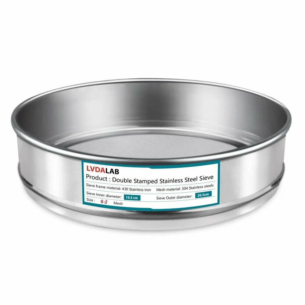 Лабораторное сито 4 0 ячеек (0,45 мм), диаметр 20 см, высота 5 см, сито из нержавеющей стали 304