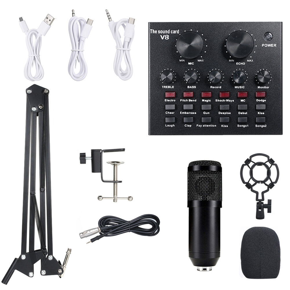 Комплект многофункциональной звуковой карты для записи и микрофона BM800 с подвесной системой, микшером с регулируемым уровнем громкости, черным, синим, золотым 1#, золотым 2#, серебряным 1#, серебряным 2# цветом, для компьютера ПК, записи, трансляций