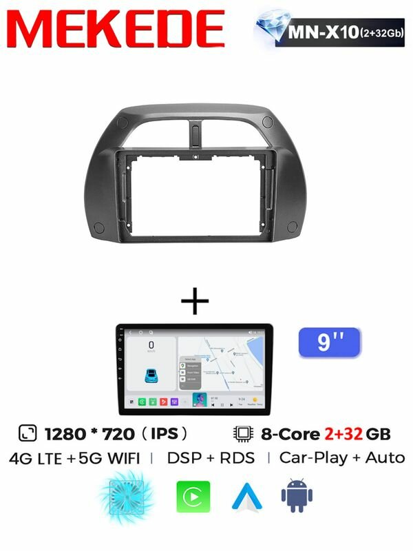 Магнитола 9" Mekede MN X10 Pro 2/32 Gb Toyota RAV4 2 CA20 CA20W XA20 2000-2003 F3 carplay