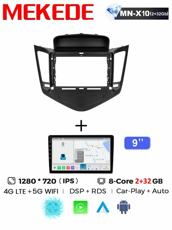 Магнитола 9" Mekede MN X10 Pro 2/32 Gb Chevrolet Cruze J300 2008-2014 carplay
