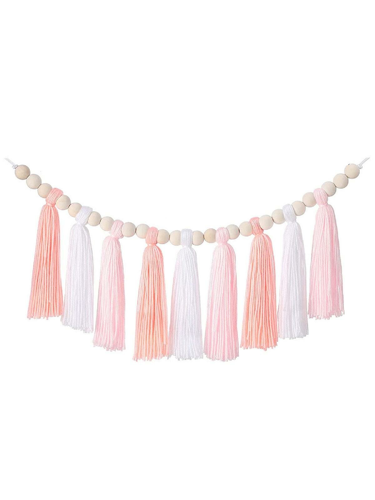 Гирлянды ручной работы Кисточки Баннеры Деревянные бусины Гирлянды для гобеленов Подвески