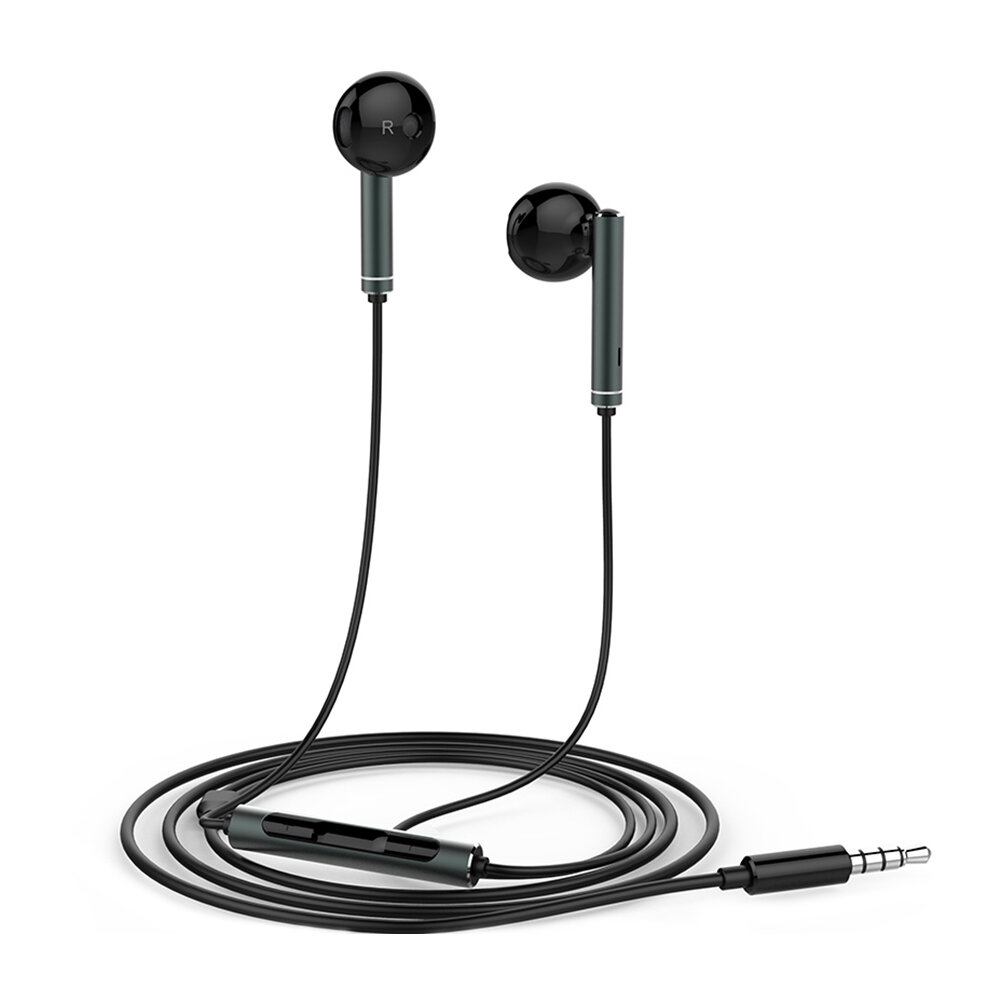 Huawei AM116 Наушники Полусовушные Проводные с Микрофоном/Регулятором Громкости Легкие Ушные Наушники с 3.5мм Разъемом Для Работы/Поездок/Спорта 1 Шт
