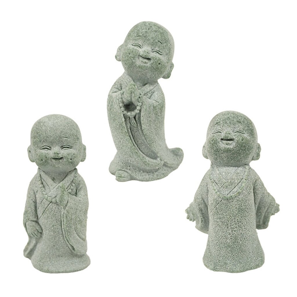 Набор миниатюрных статуэток монахов из искусственного песчаника