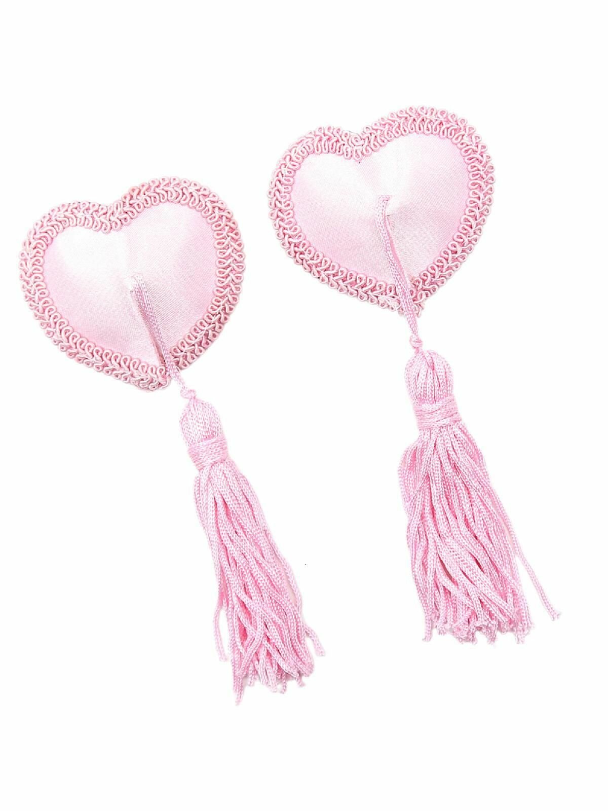 Силиконовые накладки на соски с пайетками и кисточками, Розовый