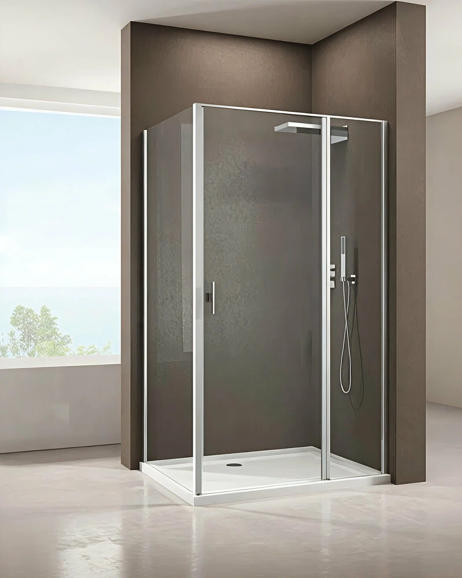Душевой уголок Allen Brau Priority 90x100 3.31002. BA + 3.31020. BA серебро браш