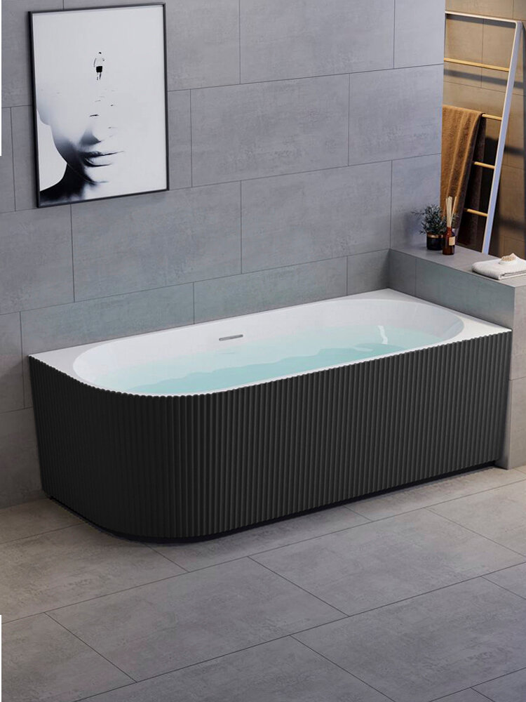 Акриловая ванна Royal Bath NERO 170х78х58, глубокая, пристенная, правая, комплект: ванна + каркас + панель + слив-перелив click-clack