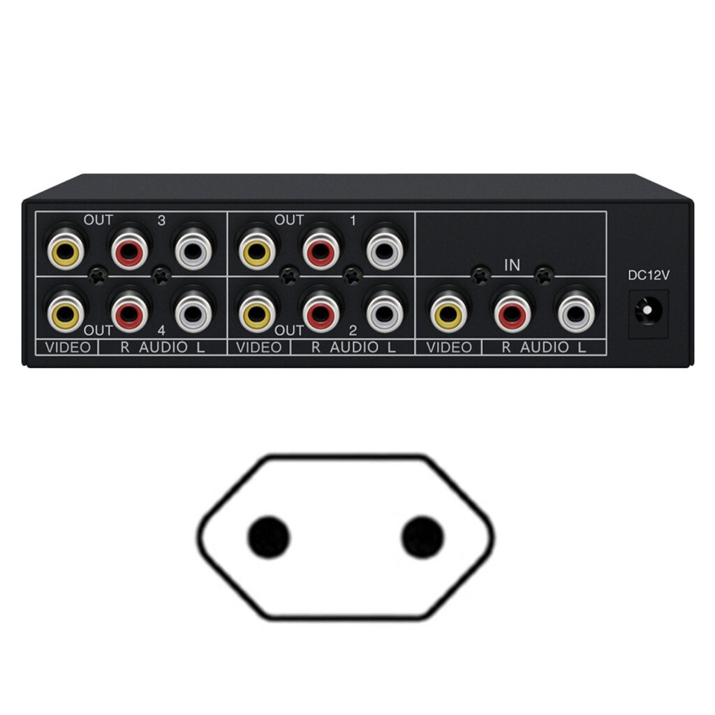 Штекеры Воспроизводят Разъемы Распределительной коробки AV от 1 входа до 4 Выходов Металлический Корпус