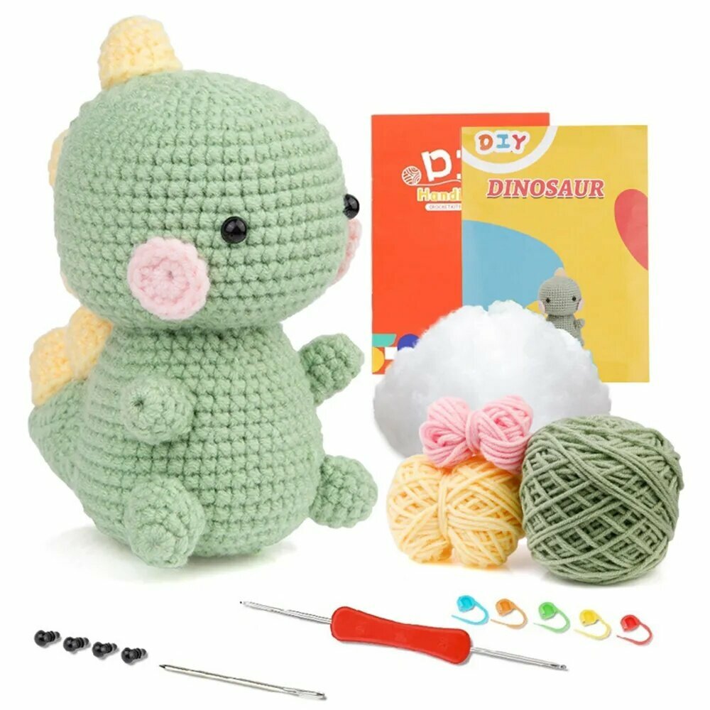 Набор для вязания крючком игрушки динозавра, DIY, светло-зеленый