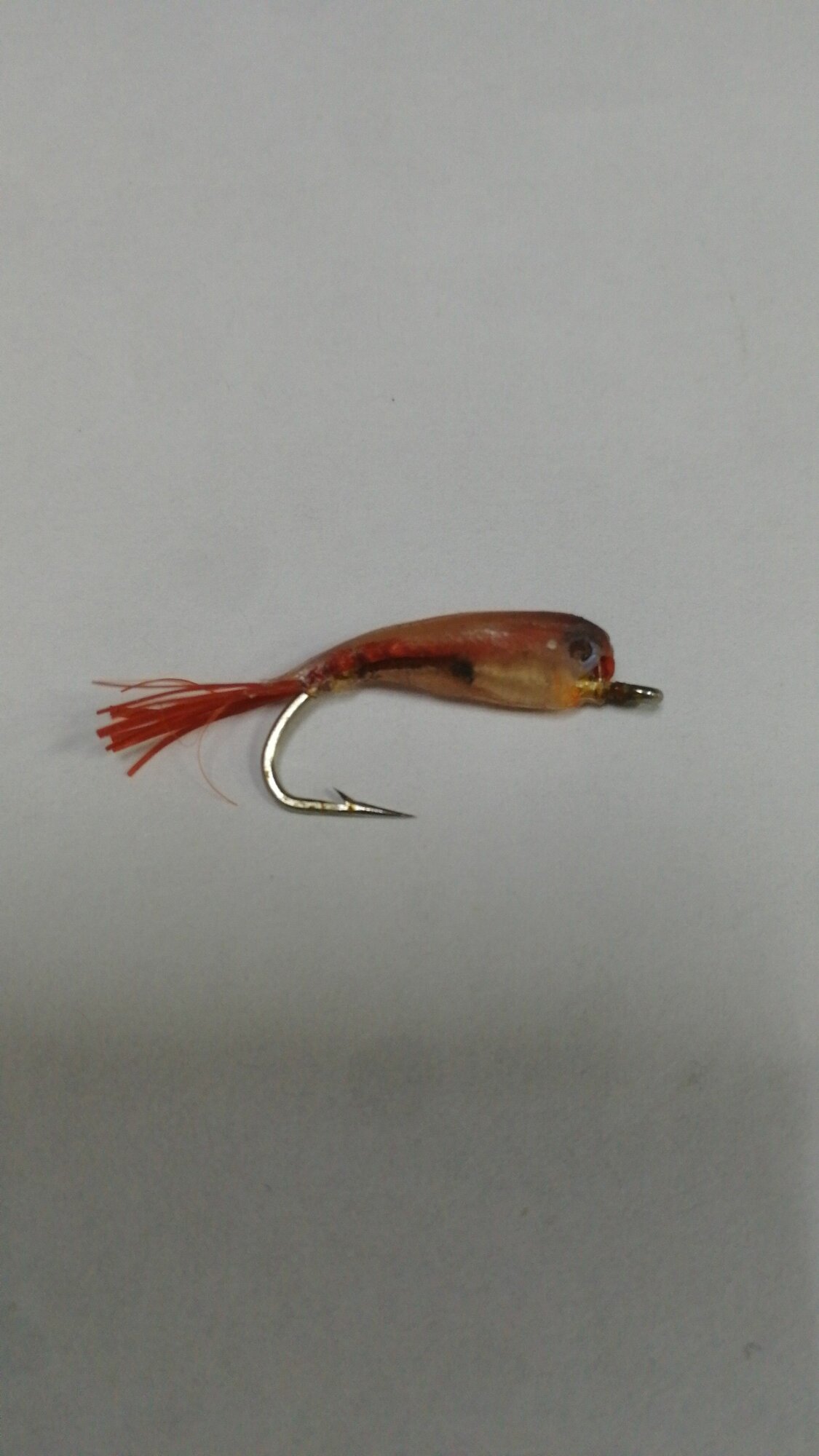 Мормышка яман "Малек пыздрик" с ушком, L-18 мм, вес 0,3 г, кр. Kumho №4, цв. красный 1шт.