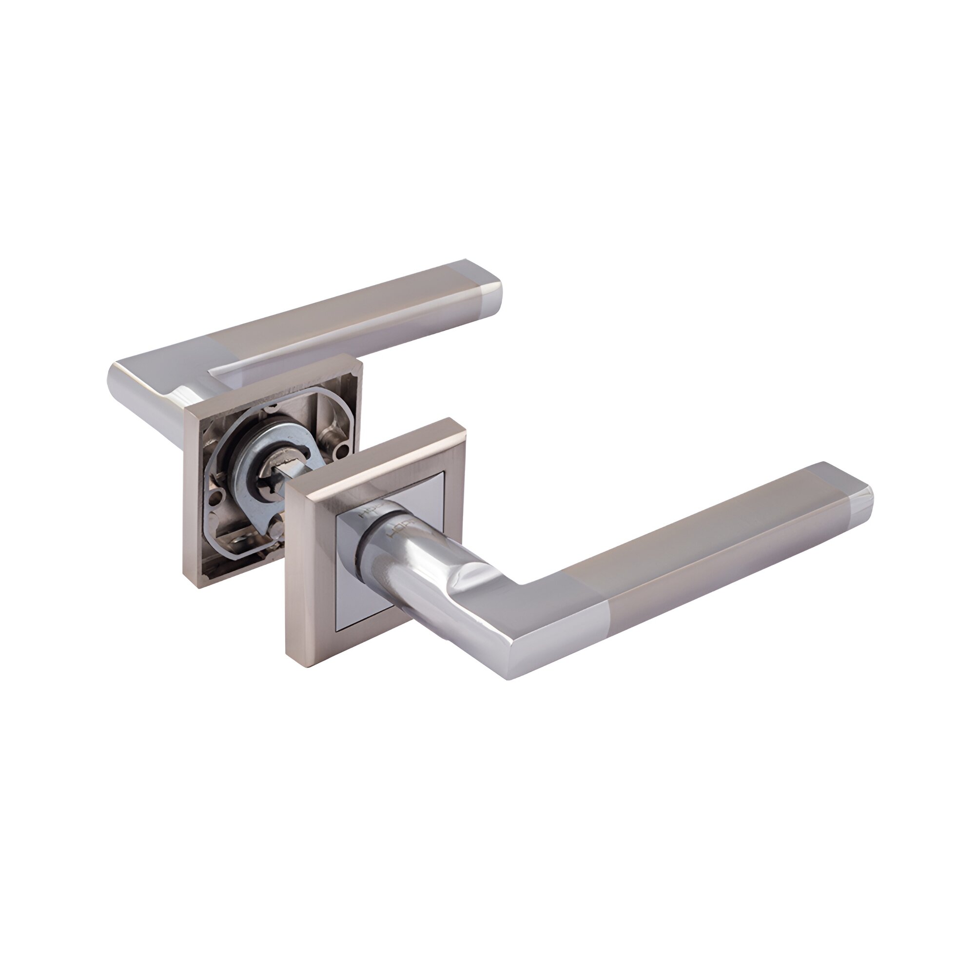 Ручка дверная "Нора-М" 108К AL, квадратная розетка, цвет: матовый никель