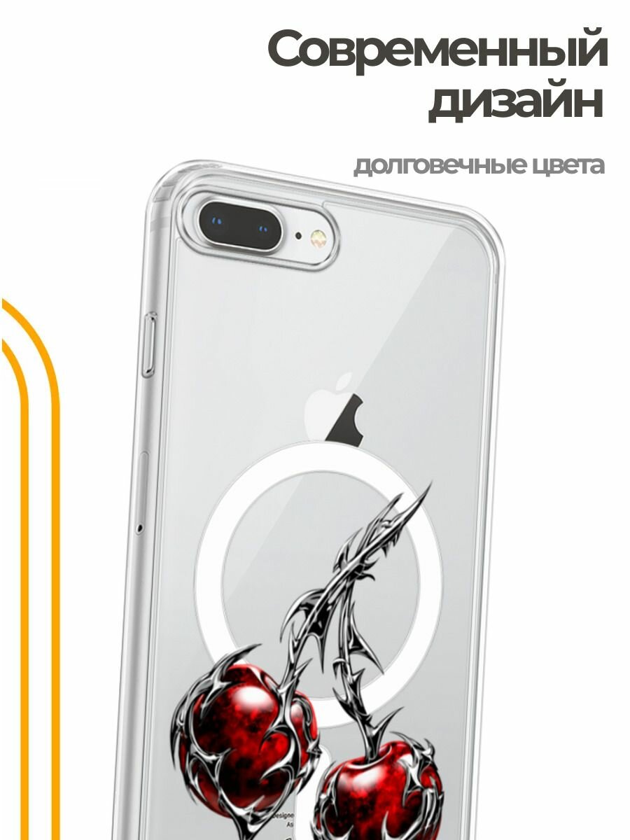 Чехол на Apple iPhone 7 Plus/8 Plus (Айфон 7 Плюс/8 Плюс) MagSafe с магнитом и принтом Готическая вишня 2 — фото 1