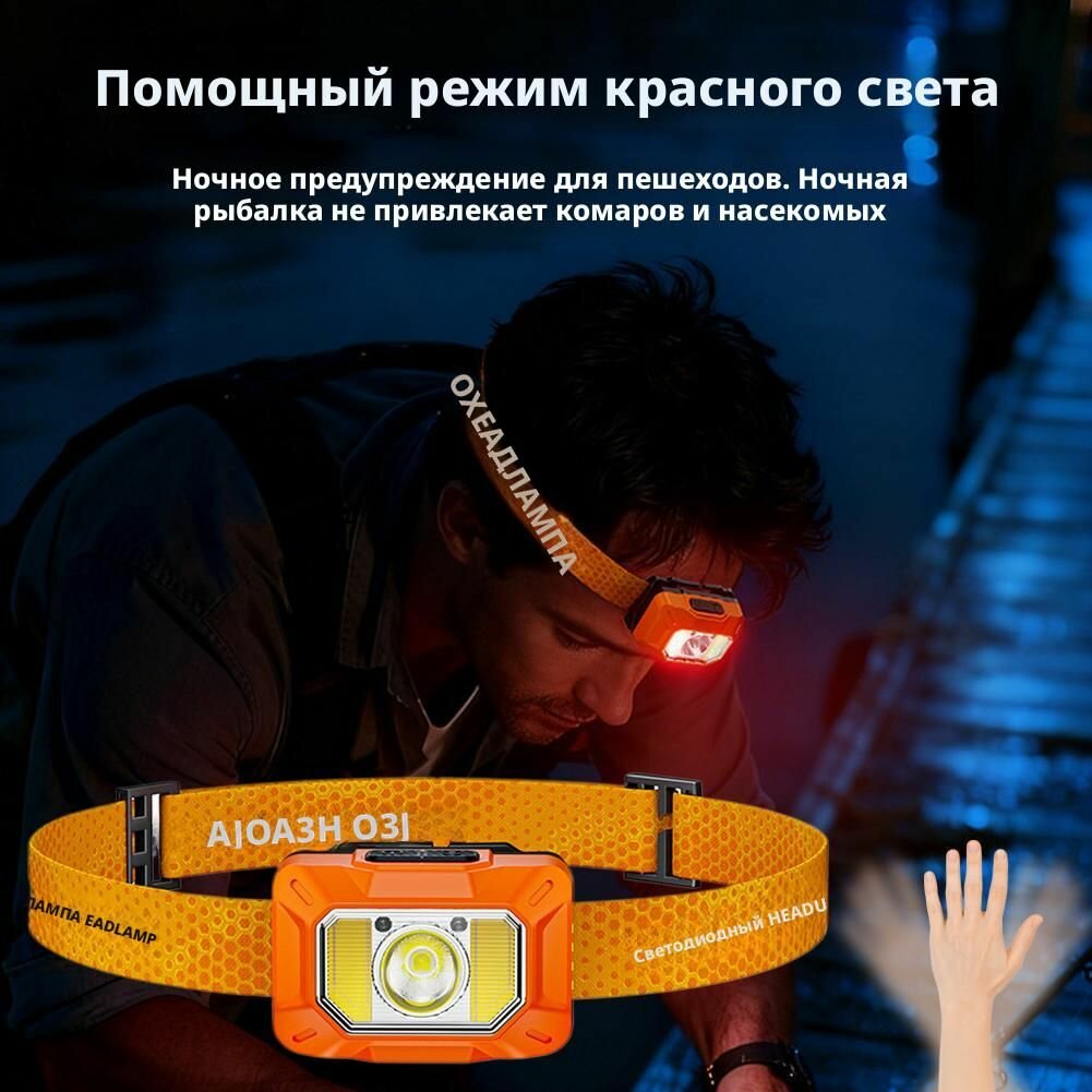 Новый мини налобный фонарь, сверхъяркий с регулируемой цветовой температурой, легкий для ночного бега, походов и работы