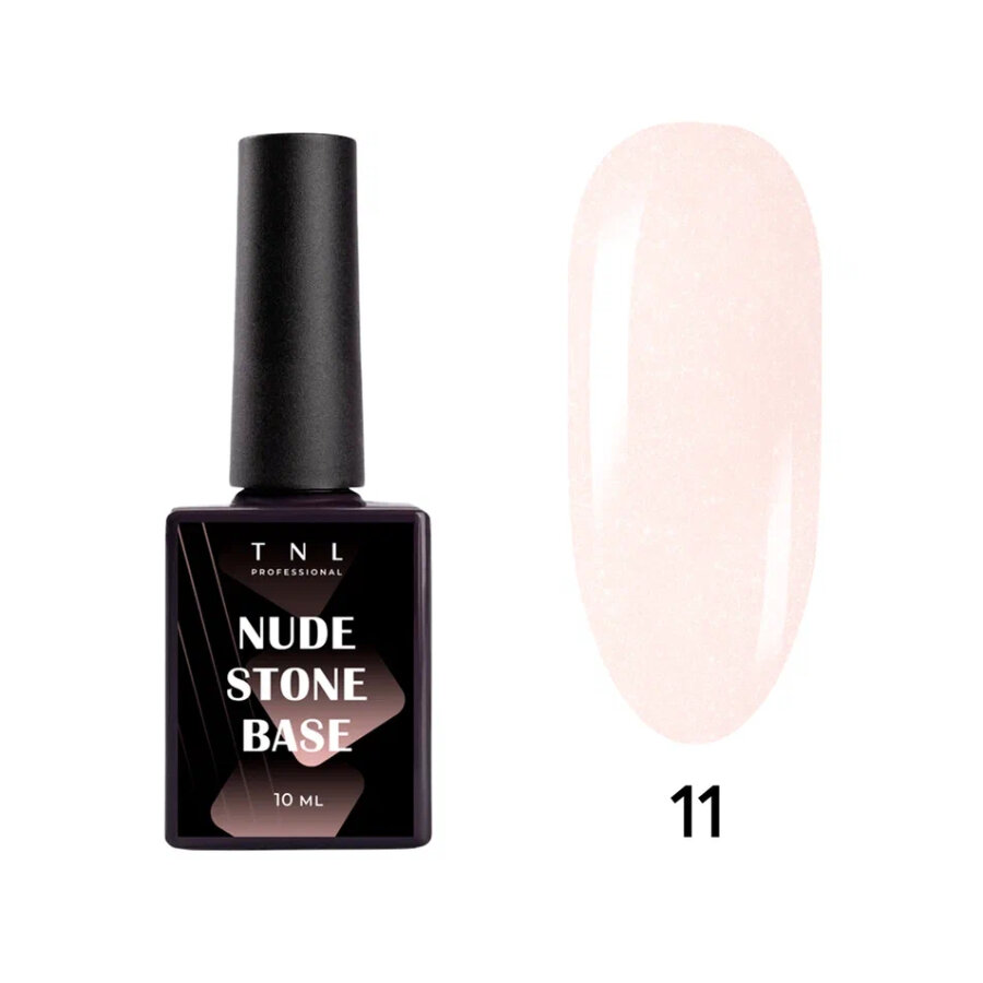 TNL, База для гель-лака Nude Stone Base, жесткая, с шиммером №11 - жемчужный серый, 10 мл