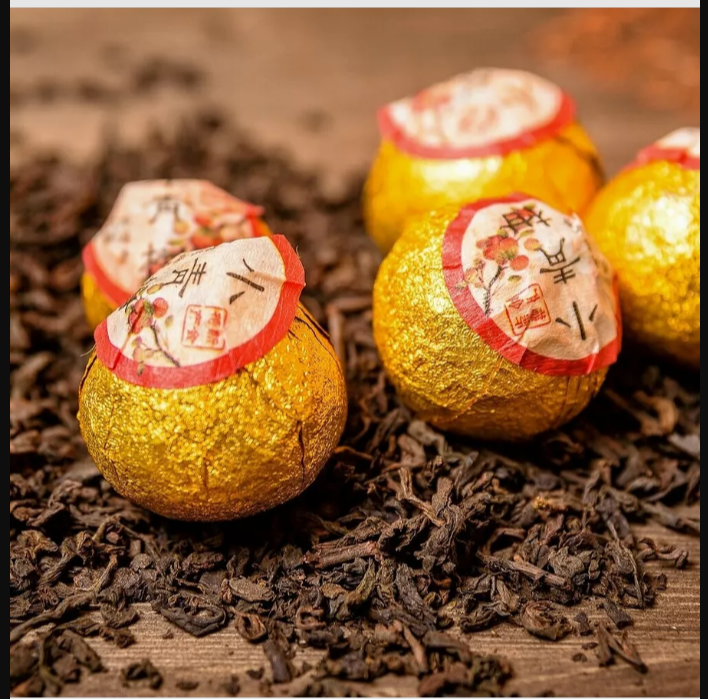 Чай прессованный "Шу Пуэр", листовой, чёрный, в мандариновой кожуре