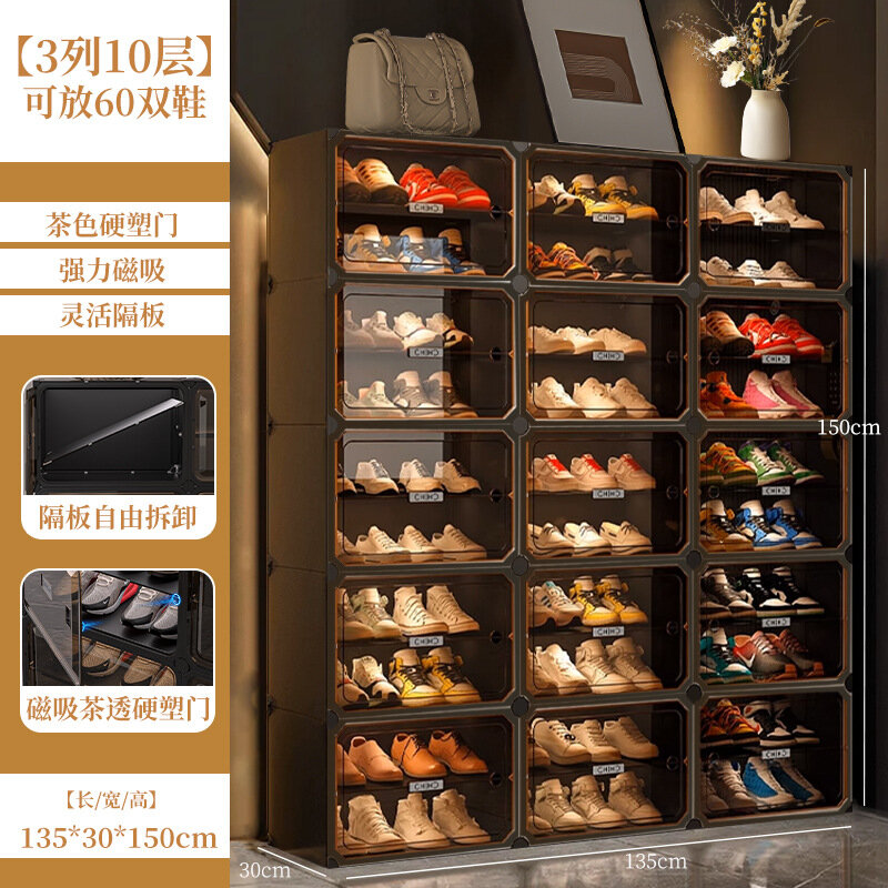 Шкаф для обуви, встроенный в стену предмет хранения в домашней двери, многослойная прозрачная простая полка для обуви в помещении