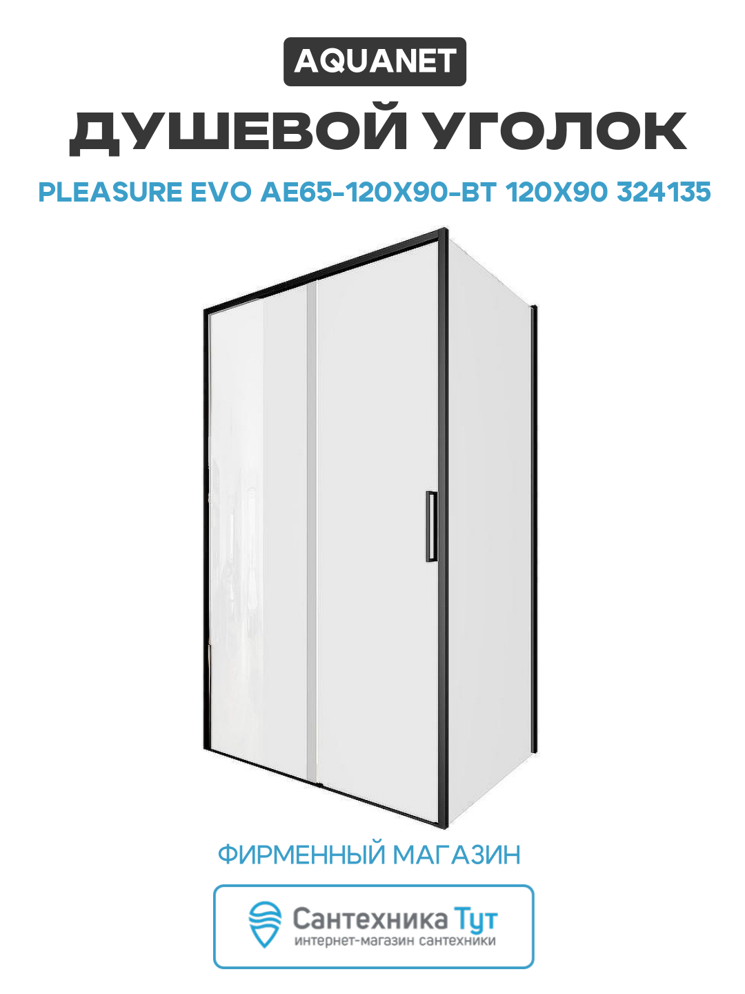 Душевой уголок Aquanet Pleasure Evo AE65-120x90-BT 120x90 324135 профиль Черный стекло прозрачное алюминий черный Россия