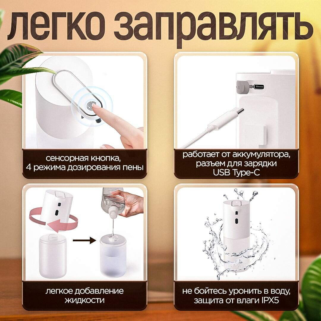 Дозатор - диспенсер для жидкого мыла сенсорный настенный/настольный