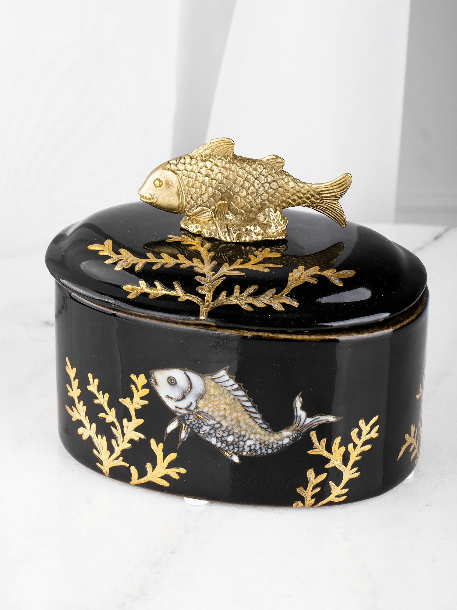 31G2503/B788C/HUX1234 Шкатулка с рыбкой 12х9х11см, фарфор, Glasar