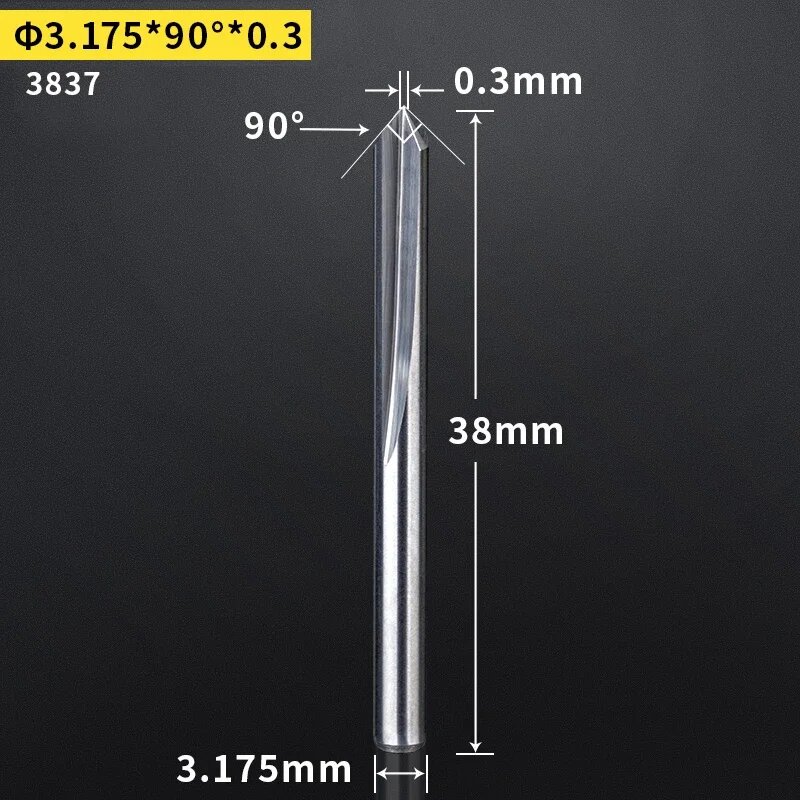2-флейтовая концевая фреза V-образная 3,175 мм для гравировки 90 degree x0.3, 1pcs