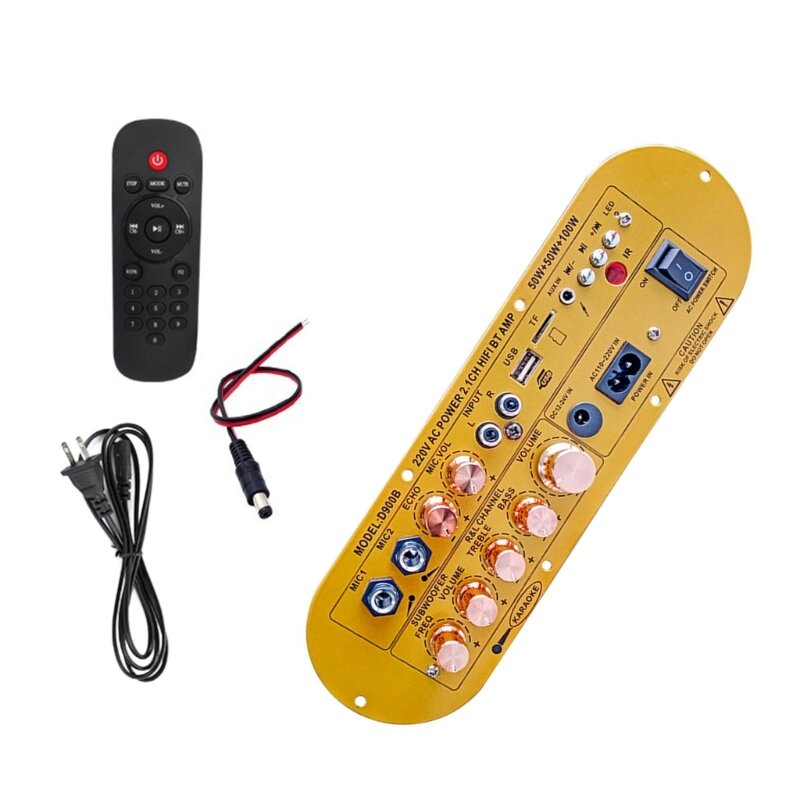 Совместимая с Bluetooth плата усилителя звука 2x50 Вт 100 Вт Цифровой сабвуфер с двойным микрофонным модулем для домашнего громкоговорителя