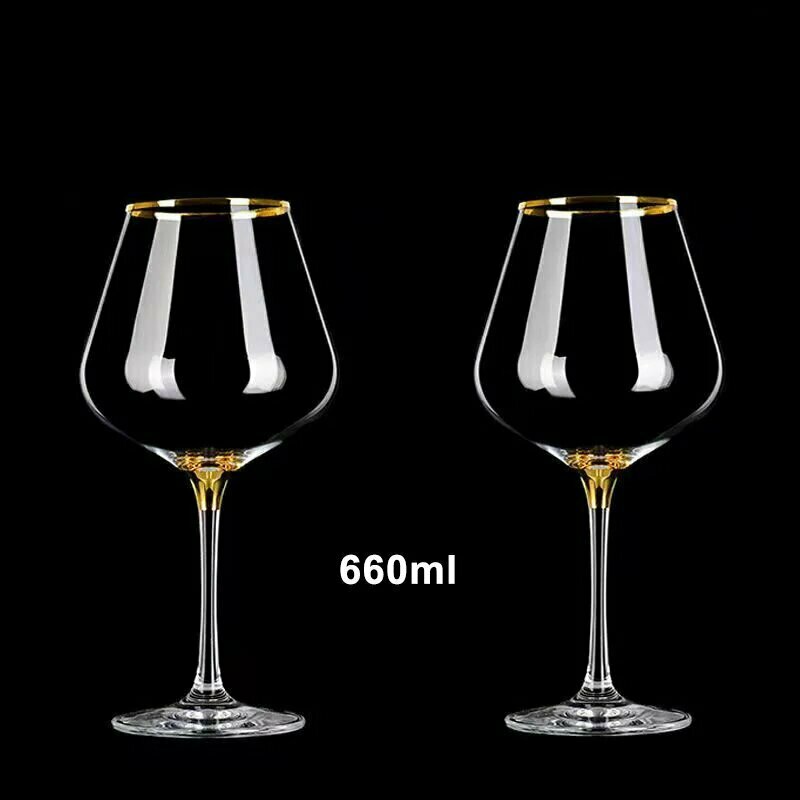 ЮHow винтажные хрустальные бокалы для вина, 660ml, Черный