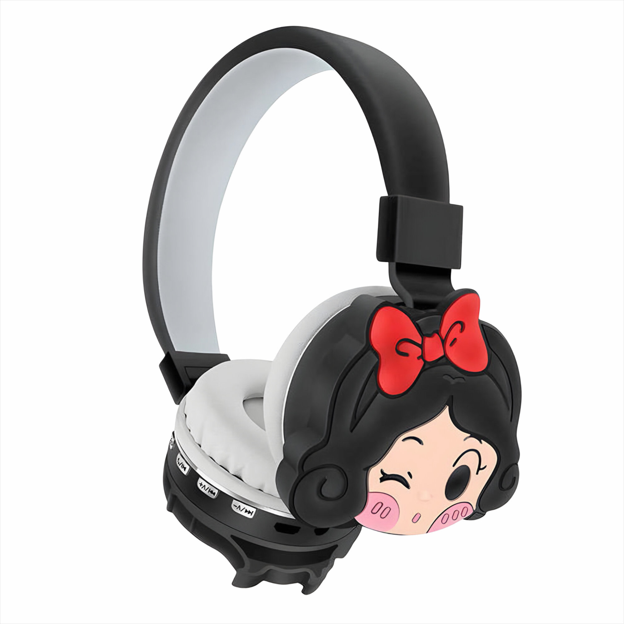 Детские беспроводные наушники мультяшка складные черные