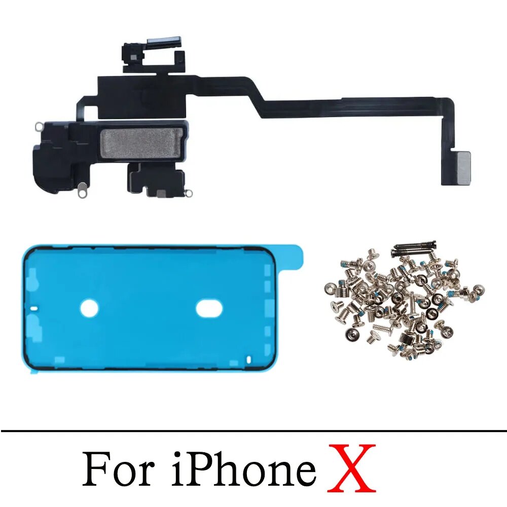 Замена гибкого кабеля динамика для iPhone X XR XS 11 Pro Max, верхний динамик динамика и полный комплект винтов + водонепроницаемый ЖК-дисплей