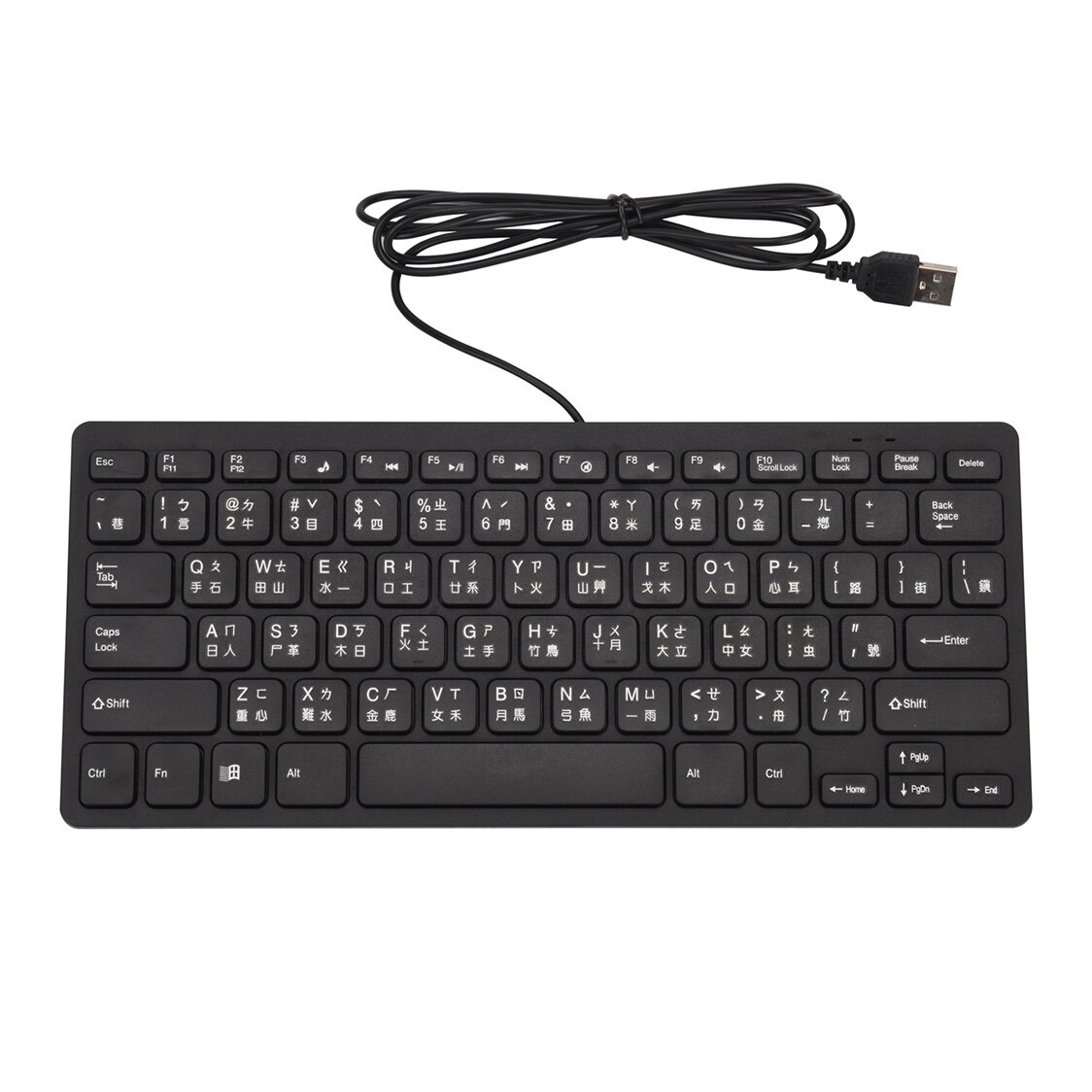 Японская проводная клавиатура K1000 для ПК, 28.5x12.2x2.5 см, стандартная раскладка, USB-подключение, черные клавиши,