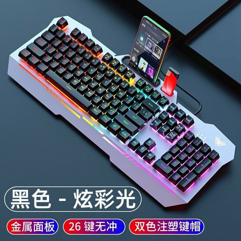 AULA F3010 Механическая игровая клавиатура с подсветкой RGB для ПК, черная, компактная модель