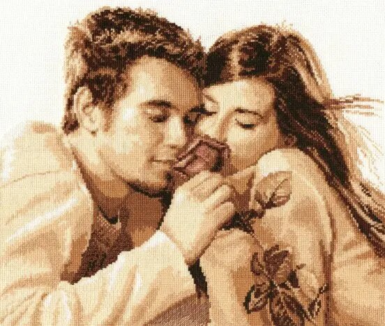 Набор для вышивки крестом Dahlia Романтическая роза 16CT White Canvas