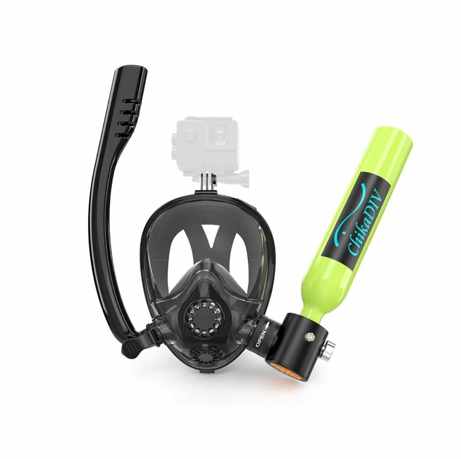 CHIKADIV 0.5L маска подводная для плавания с баллоном, Дыхание под водой в течение 5-10 минут, поле зрения 180 HD, антизапотевание-