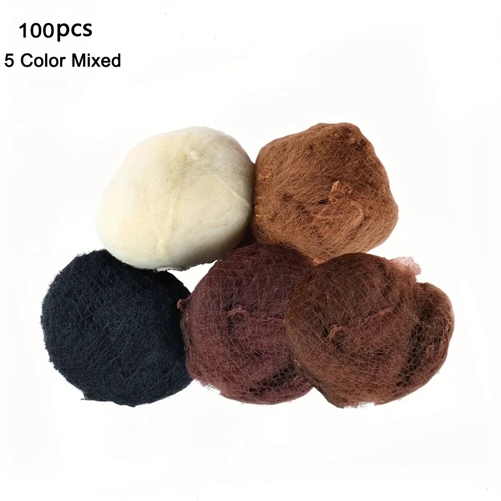 Сетки для волос 20 шт, нейлон, черные, светлые, коричневые, 5 мм mix 100pcs