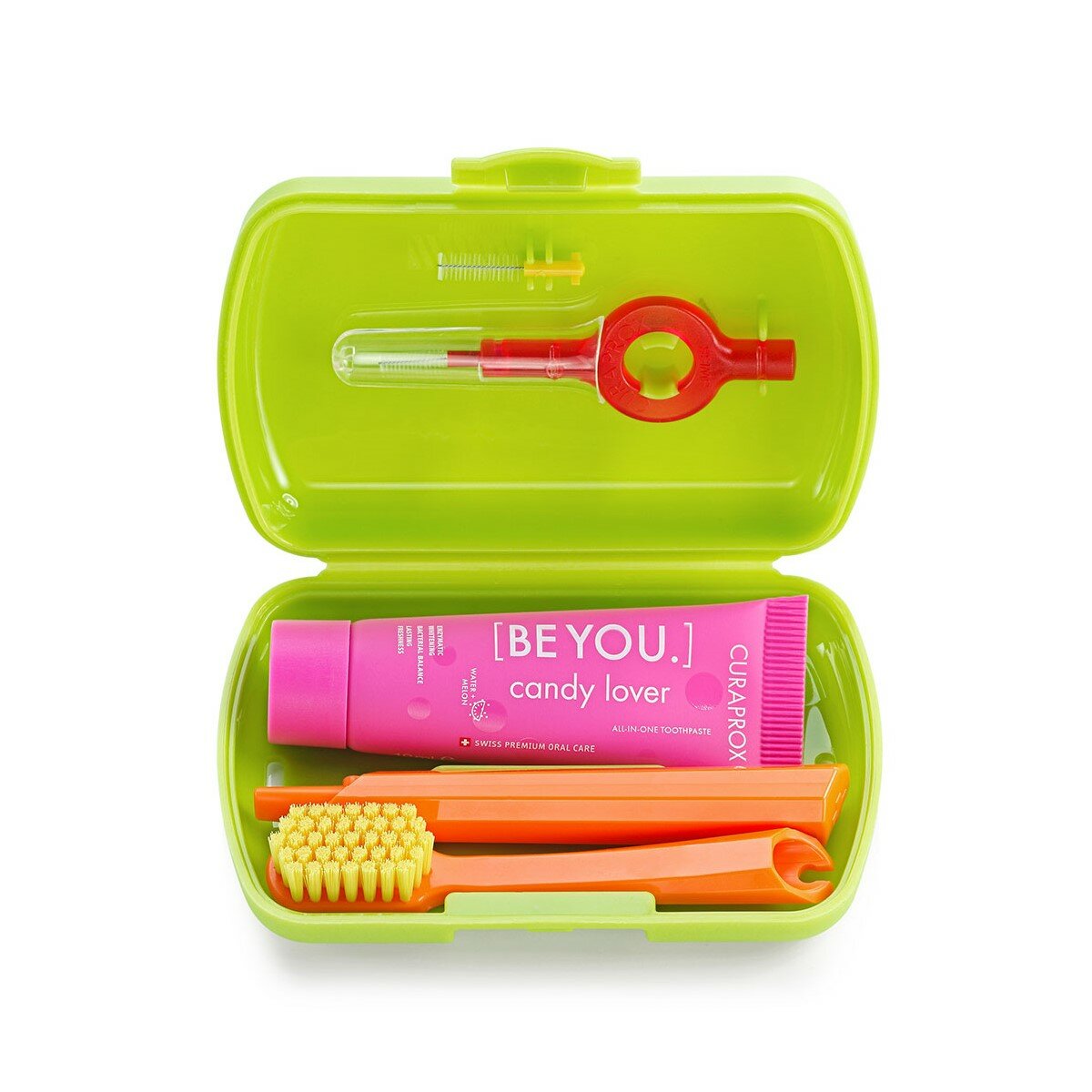 Дорожный набор Curaprox BE YOU, Зеленый: зубная щетка, зубная паста, межзубные ершики