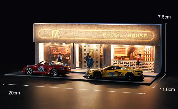 1/64 Диорама Сцена Модель Со Светодиодным Освещением Сцена симуляции бара